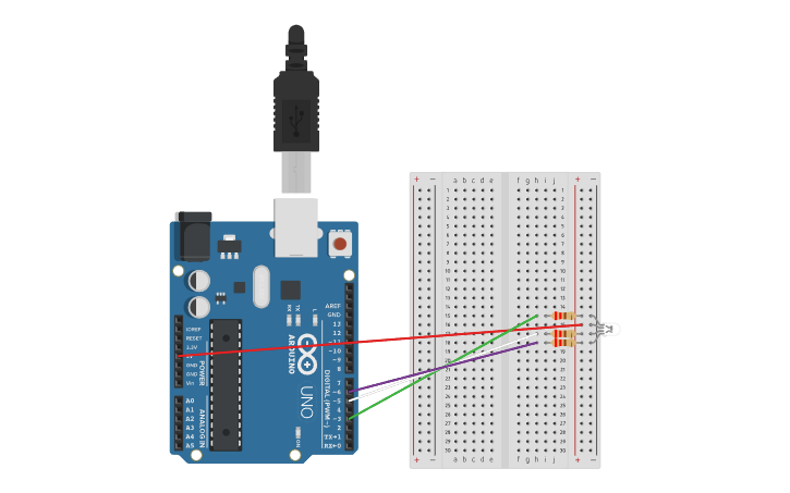 Circuit design 18b_Read ASCII String (use RGB led to indicator) - Tinkercad