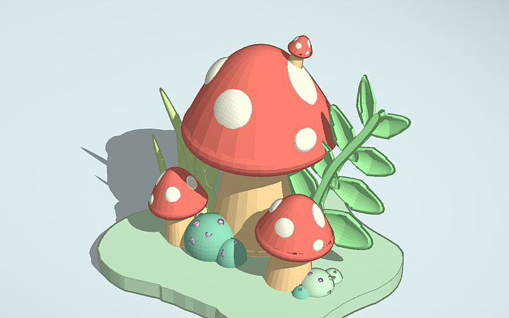 3D design Cute Mushrooms