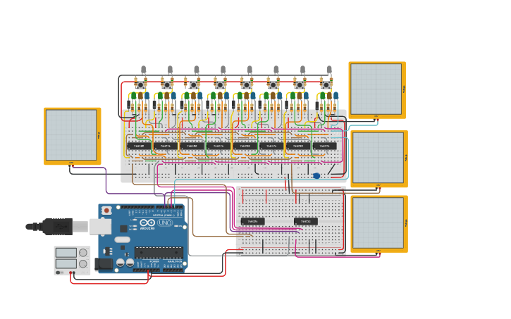 Circuit design PISO 74HC165 - Tinkercad