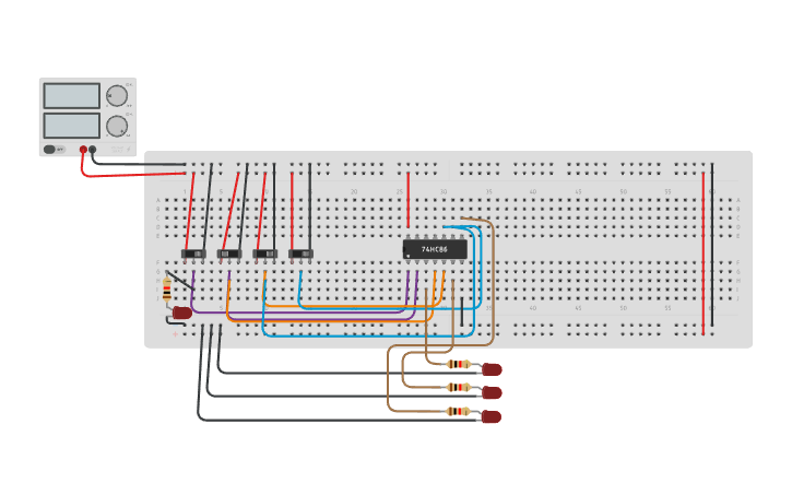 Circuit design Binary to gray code converter - Tinkercad