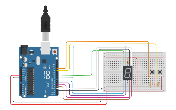 Circuit design Sayyidan | Seven Segment Push Button - Tinkercad
