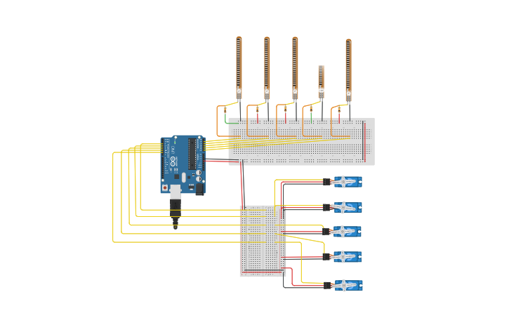 Circuit design Robotic Hand Dynamics Arduino - Tinkercad