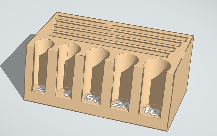 3D design Coin/cash organizer - Tinkercad