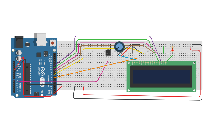 Circuit design sensore di temperatura con display - Tinkercad