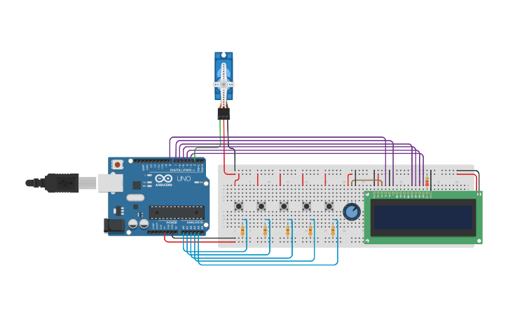 Circuit design Elevador de 5 pisos - Tinkercad