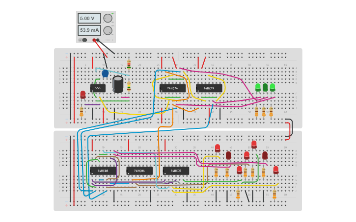 Circuit design Random Number Generator - Tinkercad