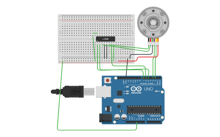 Circuit design DC motor with Encoder - Tinkercad