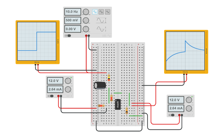 Circuit design Differentiator circuit using op amp 741. - Tinkercad