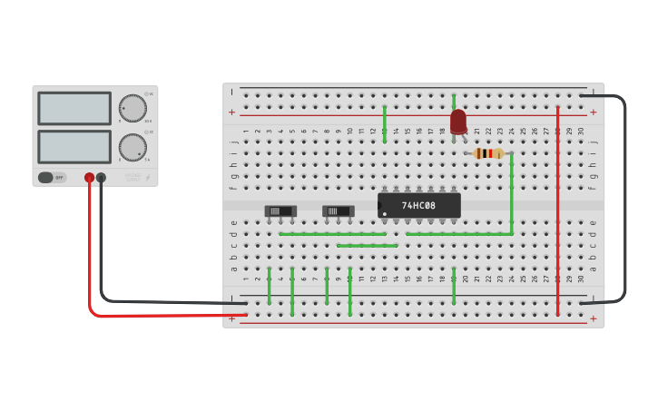 Circuit design AND Gate Circuit diagram - Tinkercad