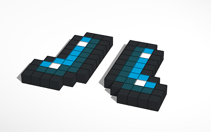 3D design Minecraft diamond boots - Tinkercad