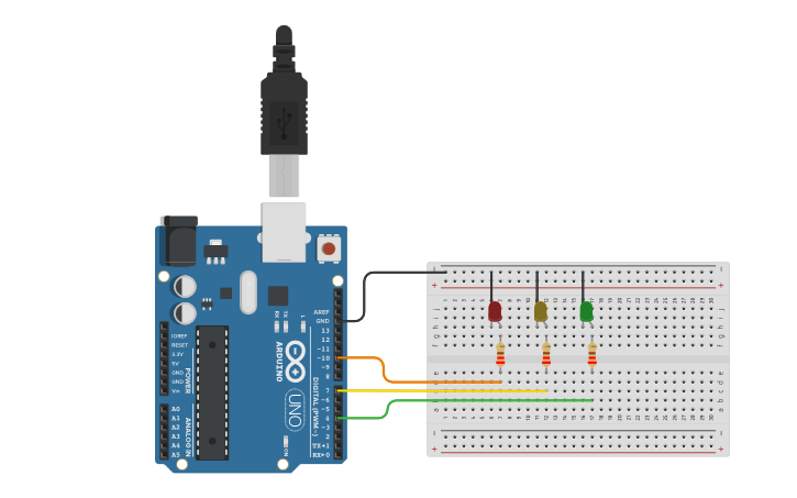 Circuit design Arduino Semaforo - Tinkercad