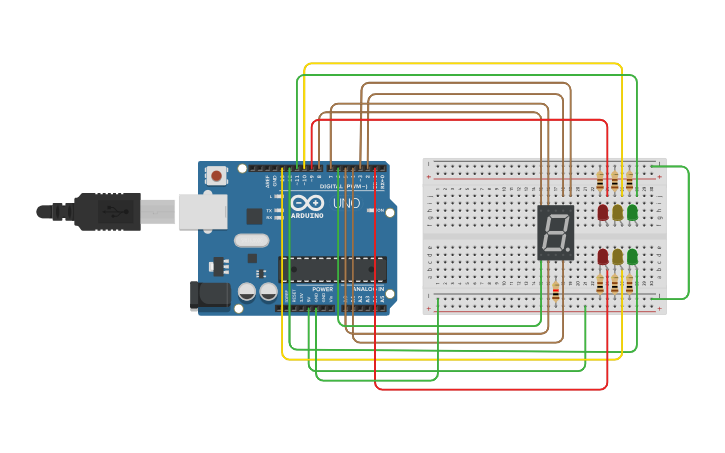 Circuit design IOT Bai 2 - Đèn giao thông - Tinkercad