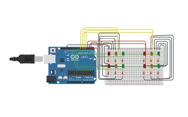 Circuit design Traffic light Simulator - Tinkercad