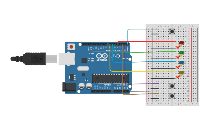 Circuit design LED Sequence - Tinkercad