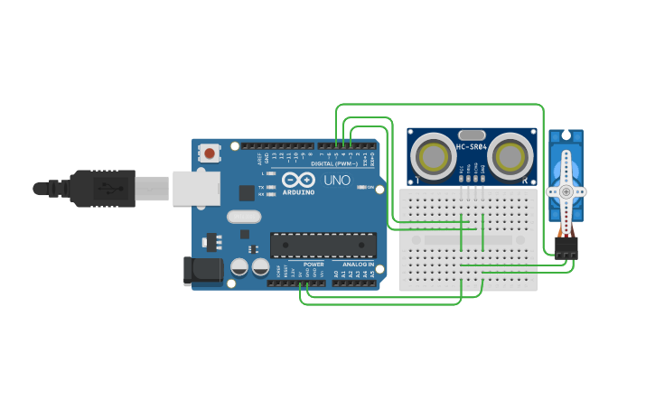 Circuit design Smart Dustbin - Tinkercad