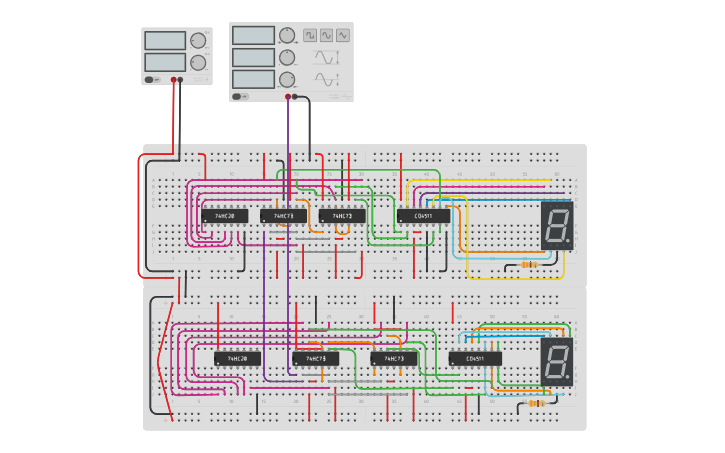 Circuit design Contador Módulo 60 - Tinkercad