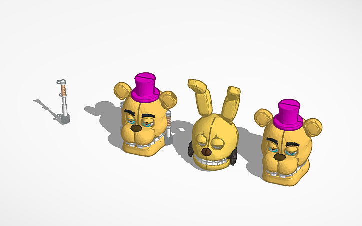 3D design Fredbear & Spring Bonnie Heads - Tinkercad