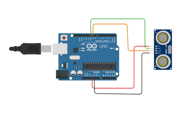 Circuit design Ultrasonic distance sensor connection with Arduino ...