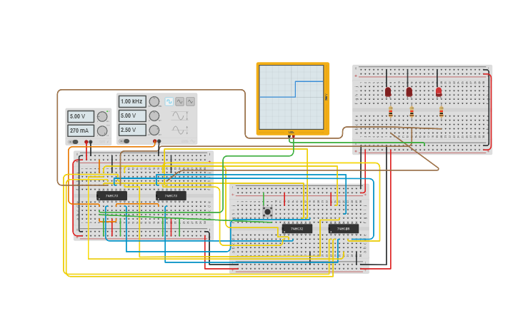 Circuit design Syn counter 3,2,1,0,7,3,2,.... - Tinkercad