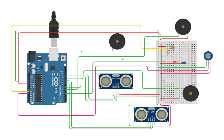Circuit design Project Smart Blind Stick - Tinkercad