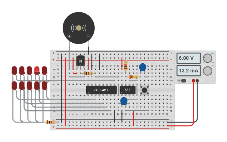 Circuit design Elektronisches Roulette V2 - Tinkercad