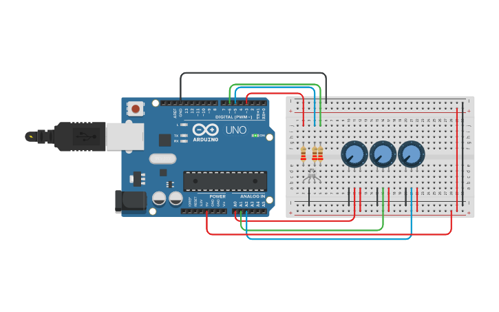 Circuit design Control de LED RGB - Tinkercad