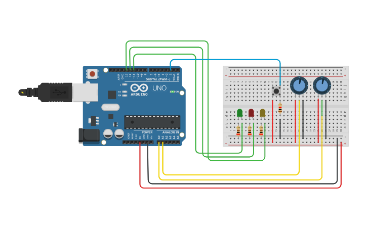 Circuit Design Arduino Potentiometer With Led And Button Tinkercad