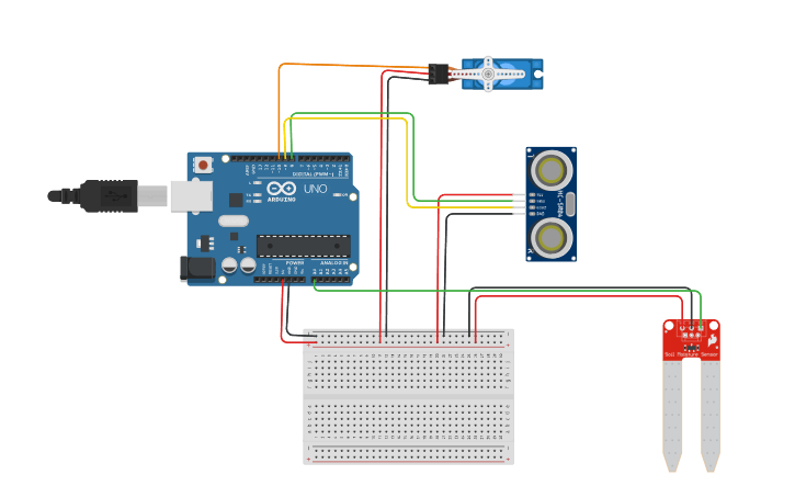 Circuit design wet and dry dustbin system - Tinkercad