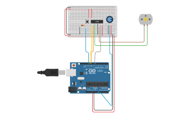 Circuit design Start stop and Control speed DC motor L293D IC from ...