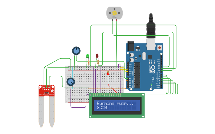 Circuit design Automatic irrigation system - Tinkercad