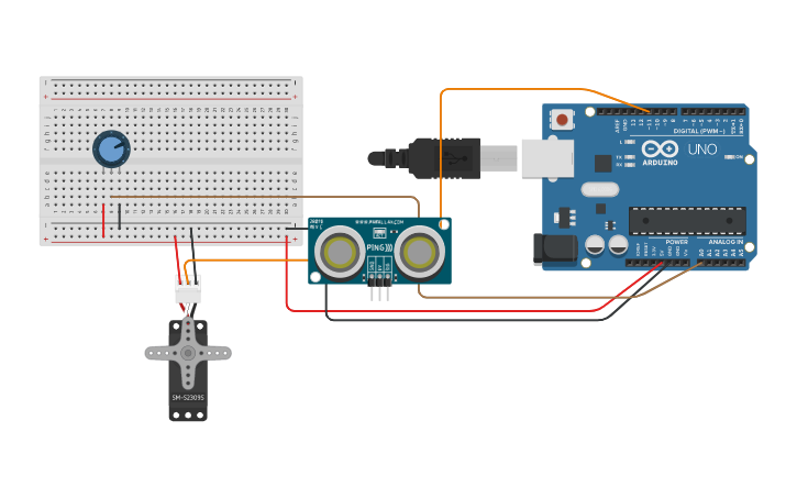 Circuit design Servo Control - Tinkercad