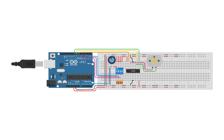 Circuit design forward reverse arduino motor - Tinkercad