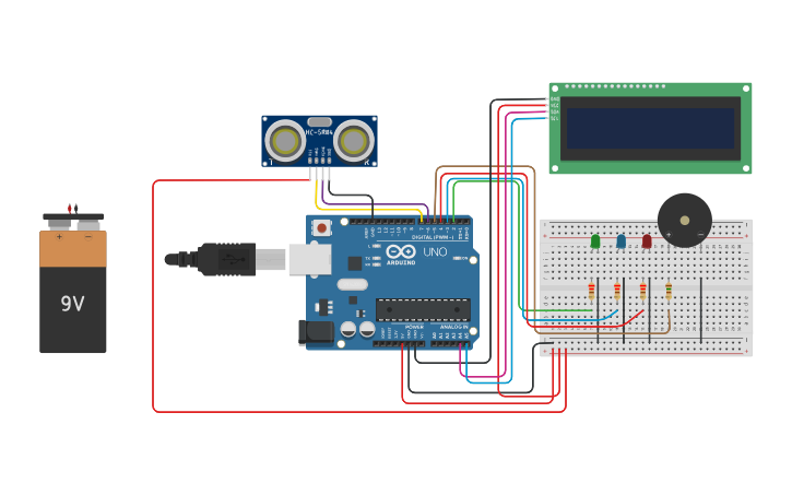 Circuit design LEVEL SENSOR - Tinkercad