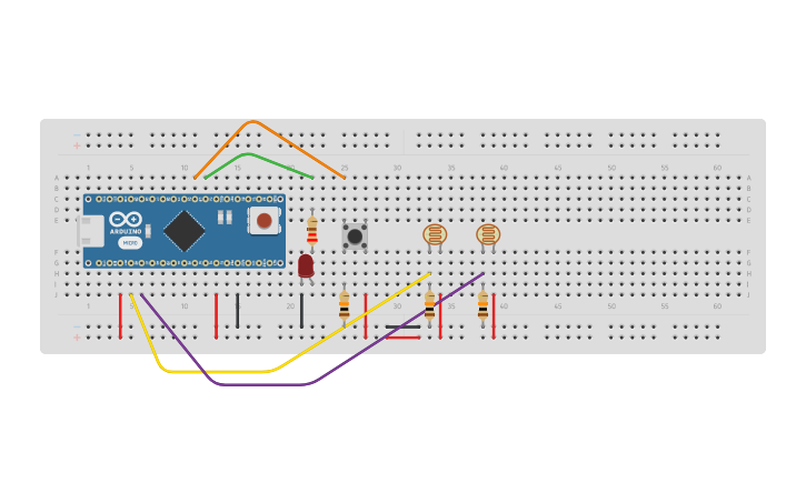 Circuit design Copy of #2b. Using a LDR light sensor and a NTC temperature sensor - Tinkercad