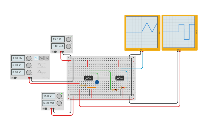 Circuit design Control Lab 1 - opAmp integrador inversor - Tinkercad