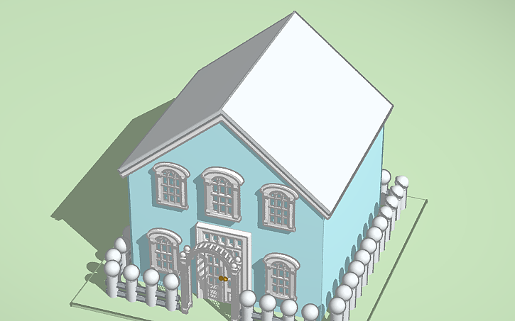 3D design the blue house🐳🐳 - Tinkercad