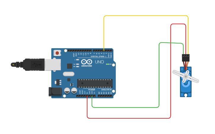 Circuit Design Servo Auto Rotate Tinkercad