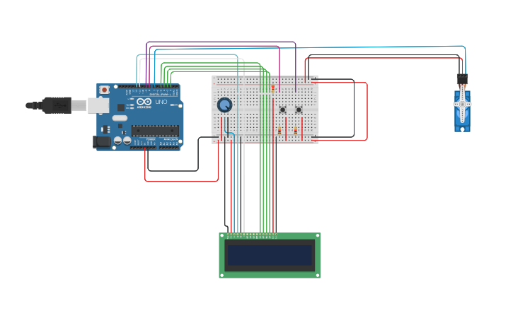 Circuit design Smart Parking System Using Arduino - Tinkercad