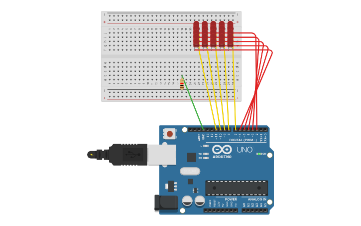 Circuit design FEJER - 5X5 LED MATRIX ONLINE SIMULATON ACTIVITY - Tinkercad