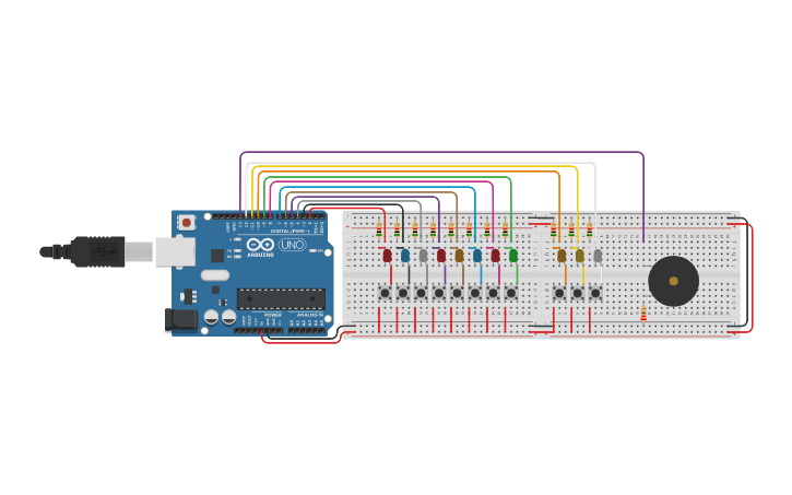Circuit design Arduino Piano - Tinkercad