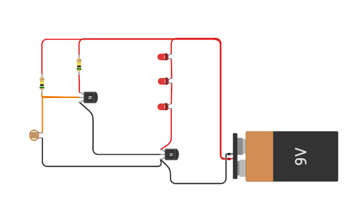 Circuit design Street Light using LDR and Transistor - Tinkercad