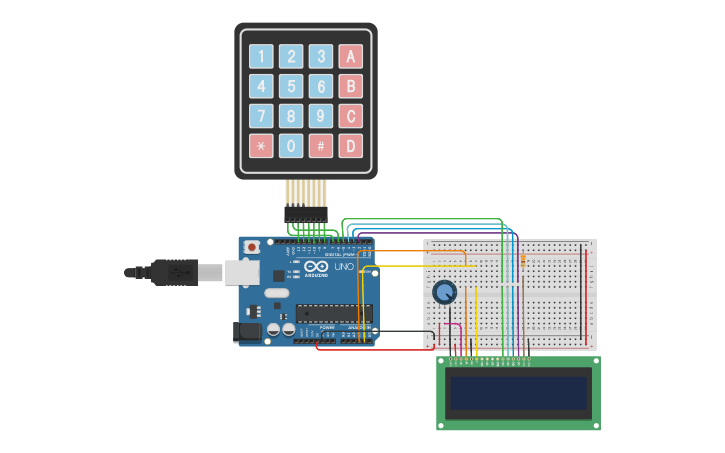 Circuit design Interfacing of Keypad with LCD - Tinkercad