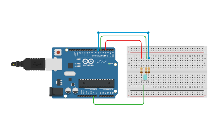 Circuit design Led RGB - Tinkercad