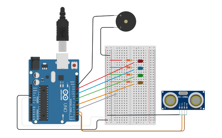 Circuit design DISTANCE - Tinkercad
