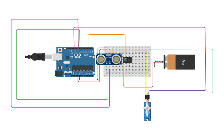 Circuit Design Relay Dan Aktuator Tinkercad