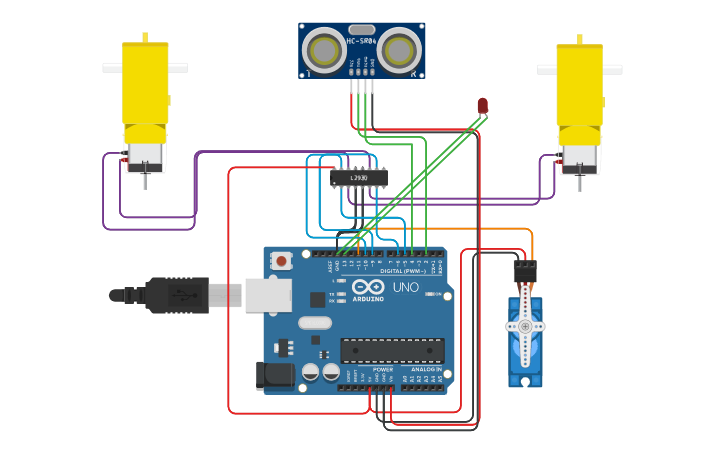 Circuit design Arduino robot project - Tinkercad