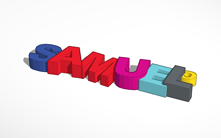 3D design Key chain name Samuel - Tinkercad