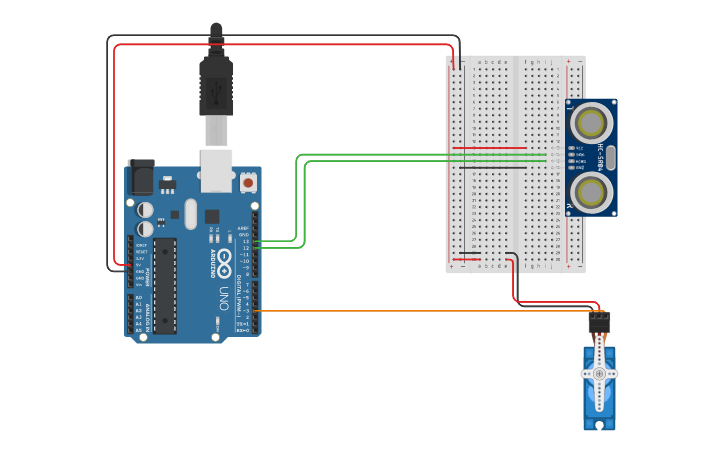 Circuit design Gate Sensor - Tinkercad