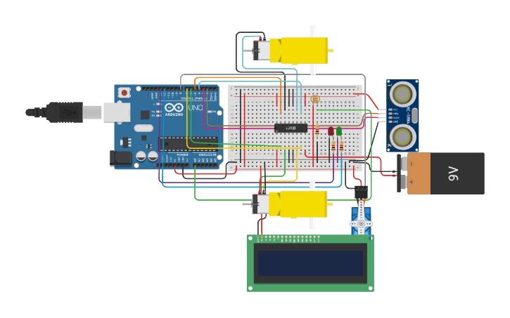 Circuit design motor con pilas - Tinkercad