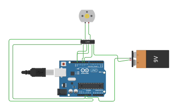 Circuit design dc motor - Tinkercad